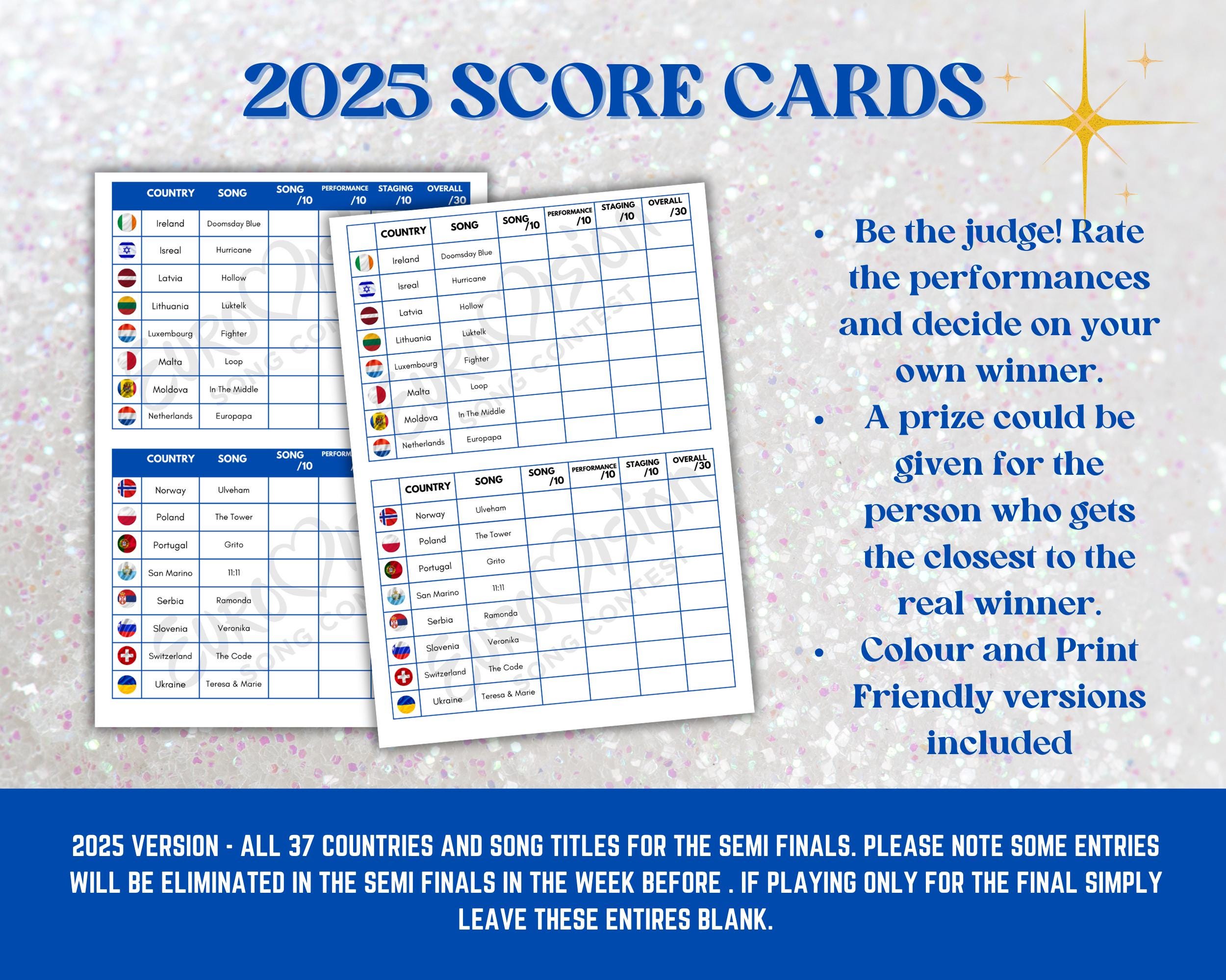 Eurovision Party Games Bundle 2025 Eurovision Sweepstake Trivia Bingo ...