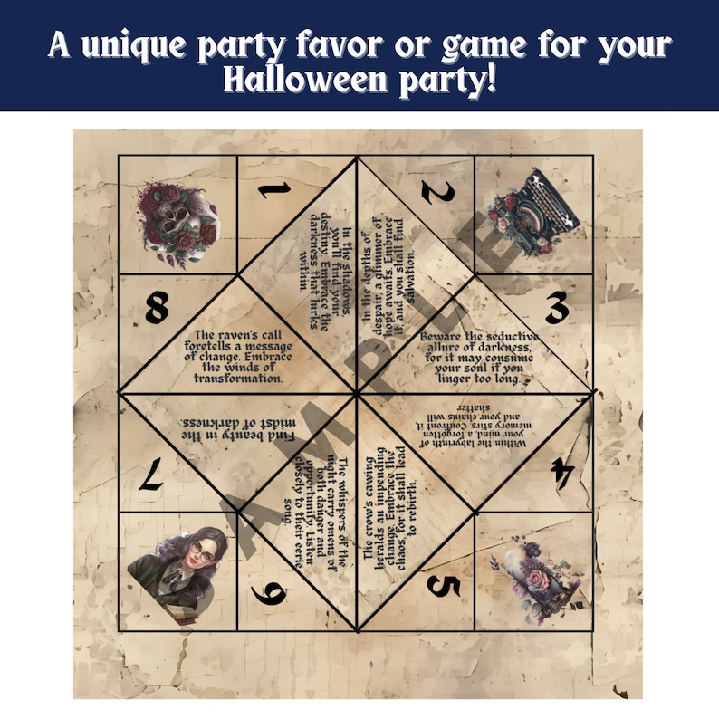 Cootie Catcher Fortune Teller Chatterbox Gothic Dark Academia Halloween ...