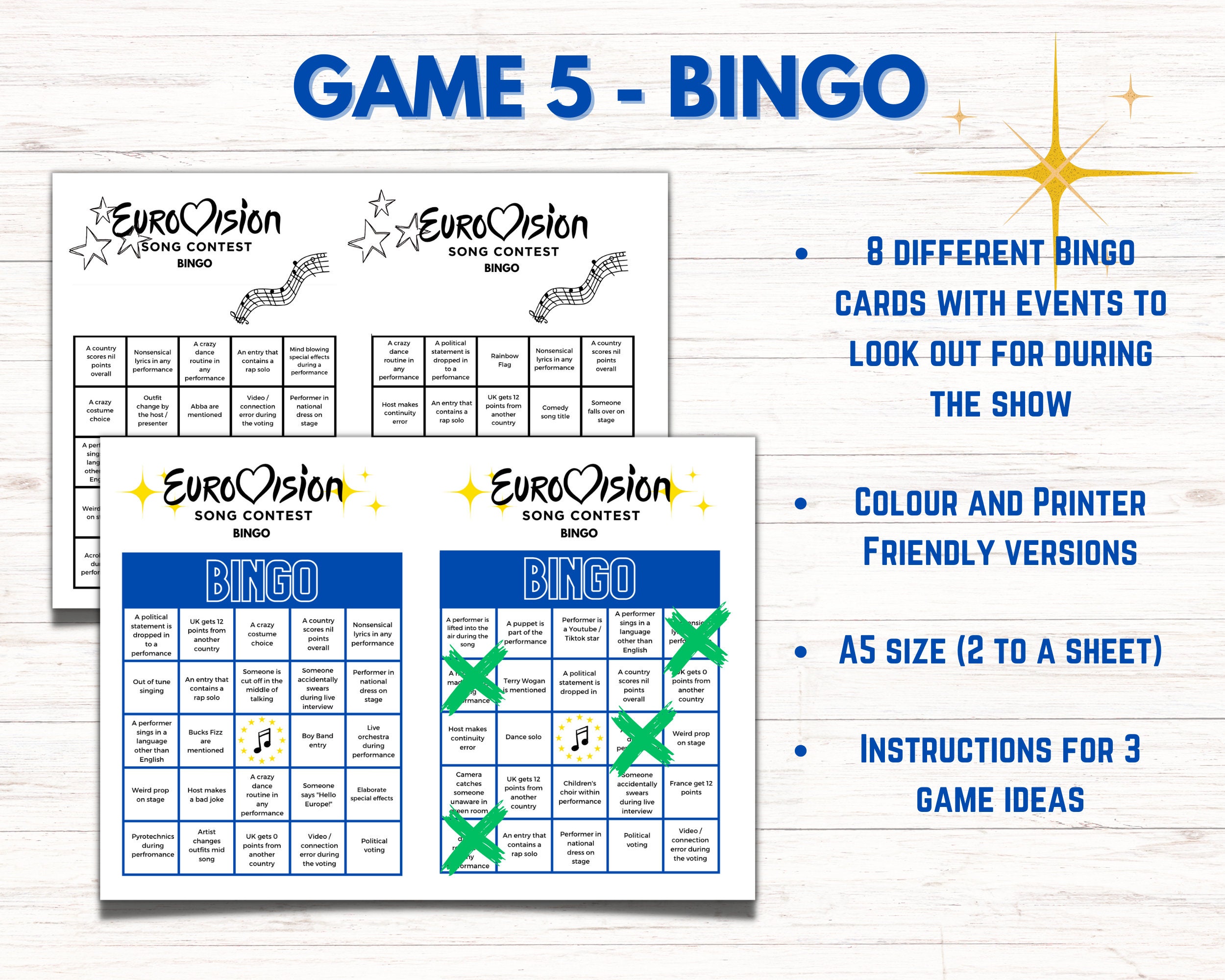 Eurovision Party Games Bundle 2024 Eurovision Sweepstake Trivia Bingo ...