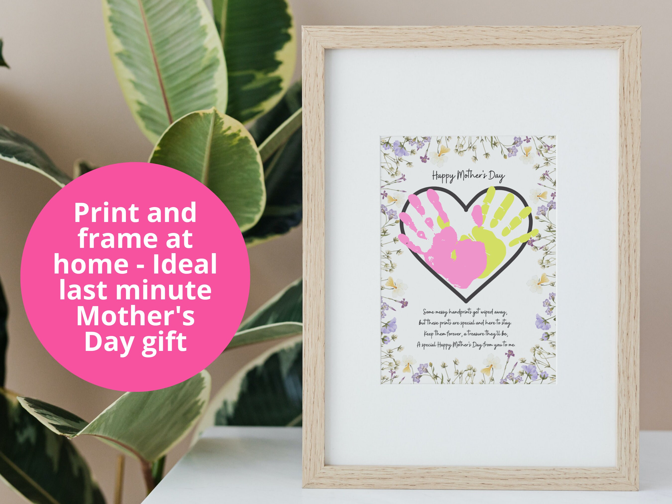 Mother's Day Handprint Art Print at Home Last Minute Mothers Day Gift ...
