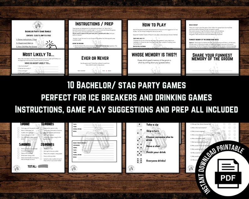 Bachelor Party Stag Game Bundle, Brews Before I Dos Themed Drinking ...