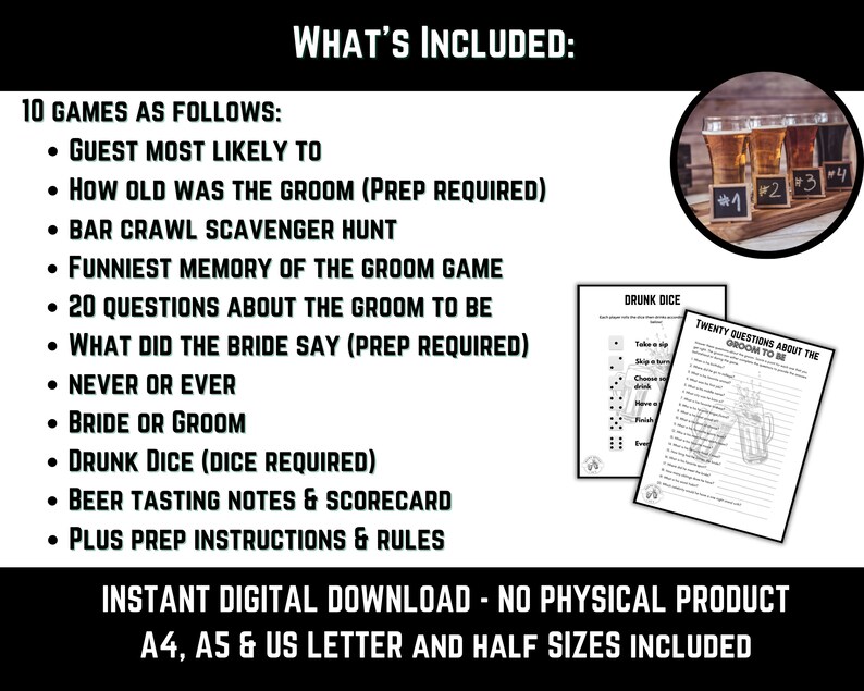 Bachelor Party Stag Game Bundle, Brews Before I Dos Themed Drinking ...