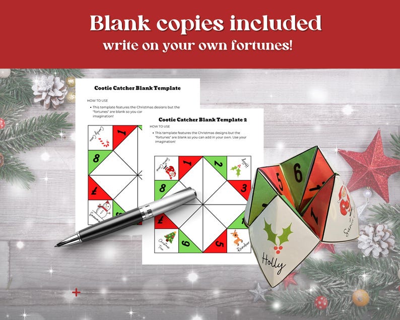 Fortune Teller Cootie Catcher Chatterbox Christmas Themed - Jokes ...