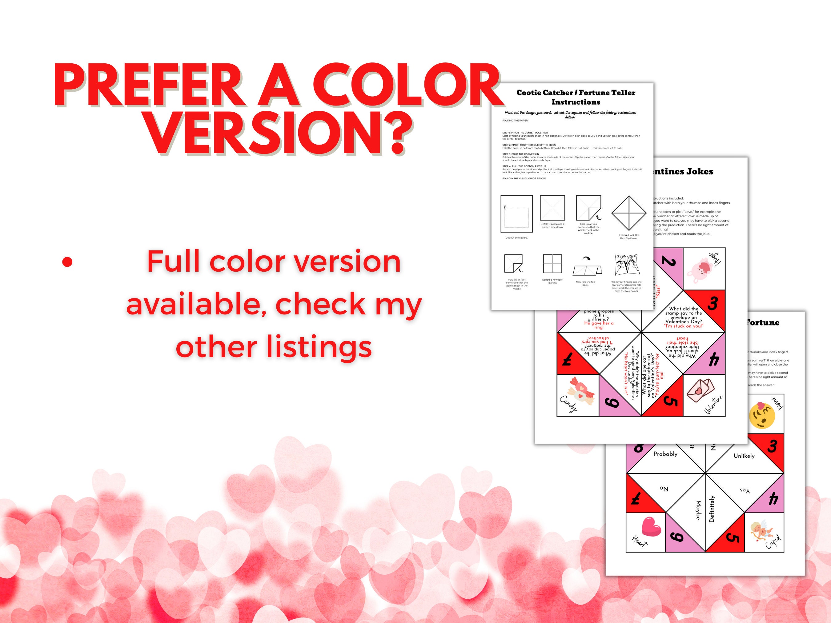 Valentine's Day Cootie Catcher Fortune Teller | Print Friendly | Black ...