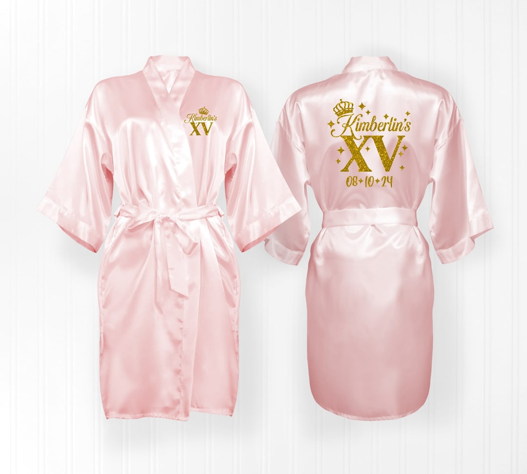 Mis Quince Light Pink Satin Robe, Mis Quince, FREE Personalization, Mis ...