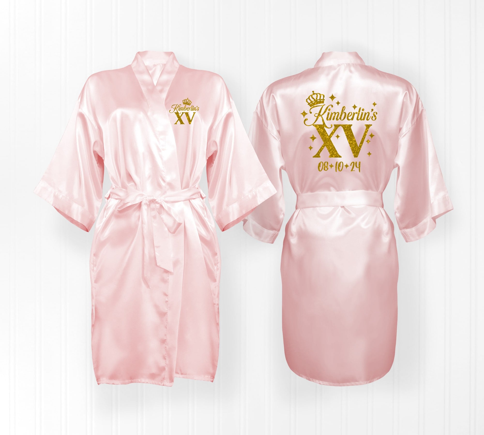 Mis Quince Light Pink Satin Robe, Mis Quince, FREE Personalization, Mis ...