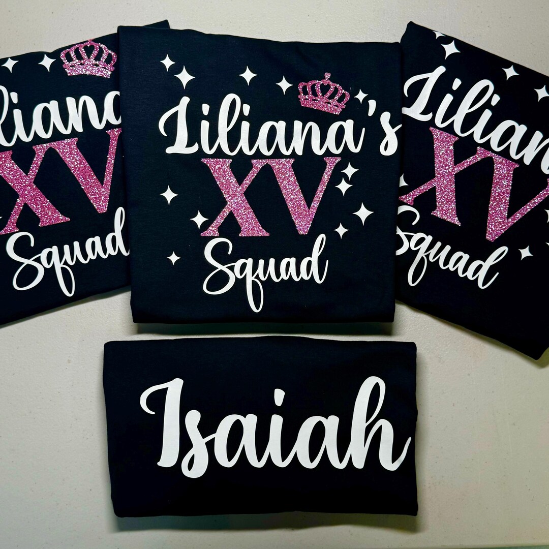 Mis Quince Squad Black T-shirt, FREE Personalization, Mis Quince Custom ...
