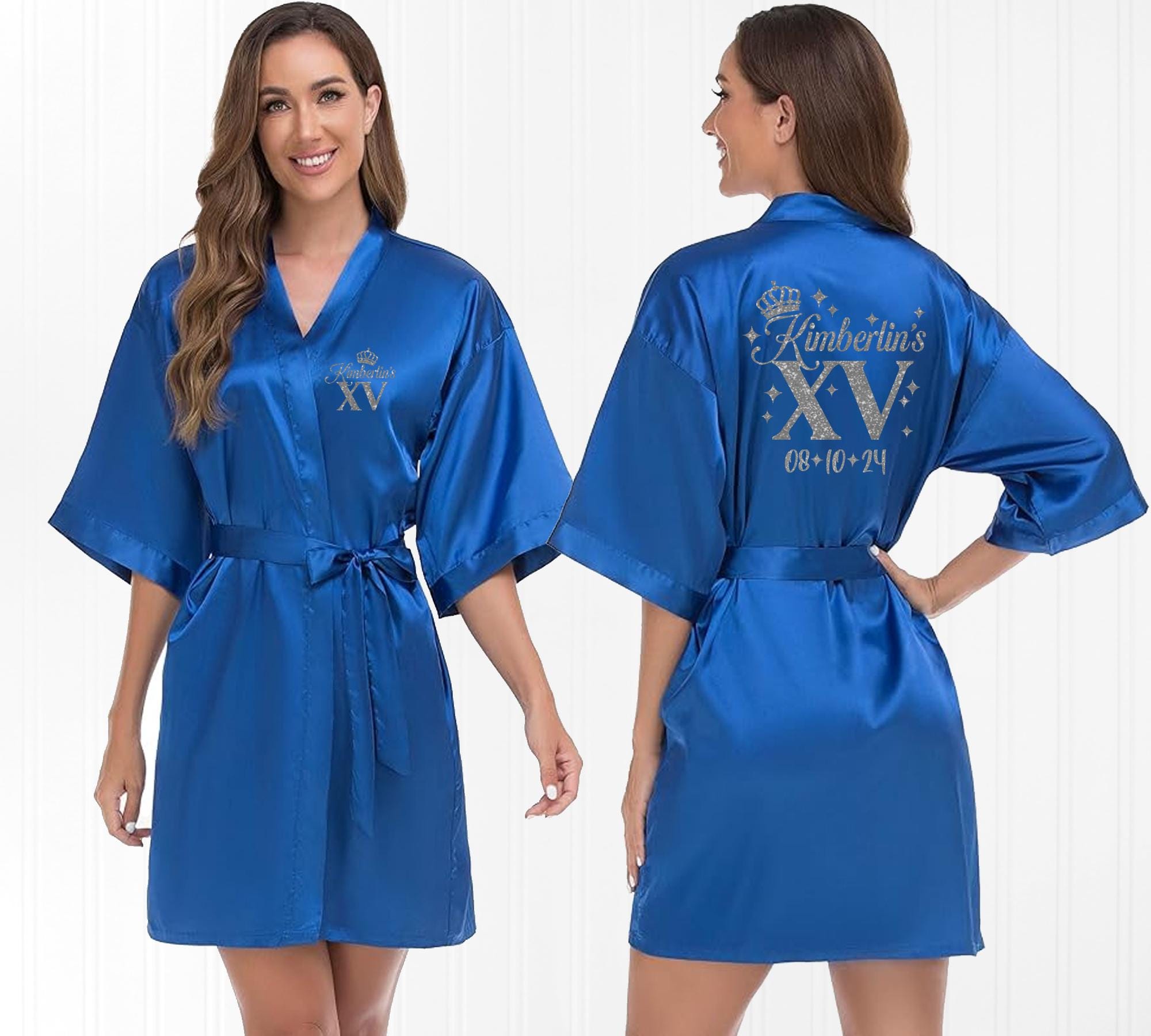 Mis Quince Royal Blue Satin Robe, Mis Quince, FREE Personalization, Mis ...