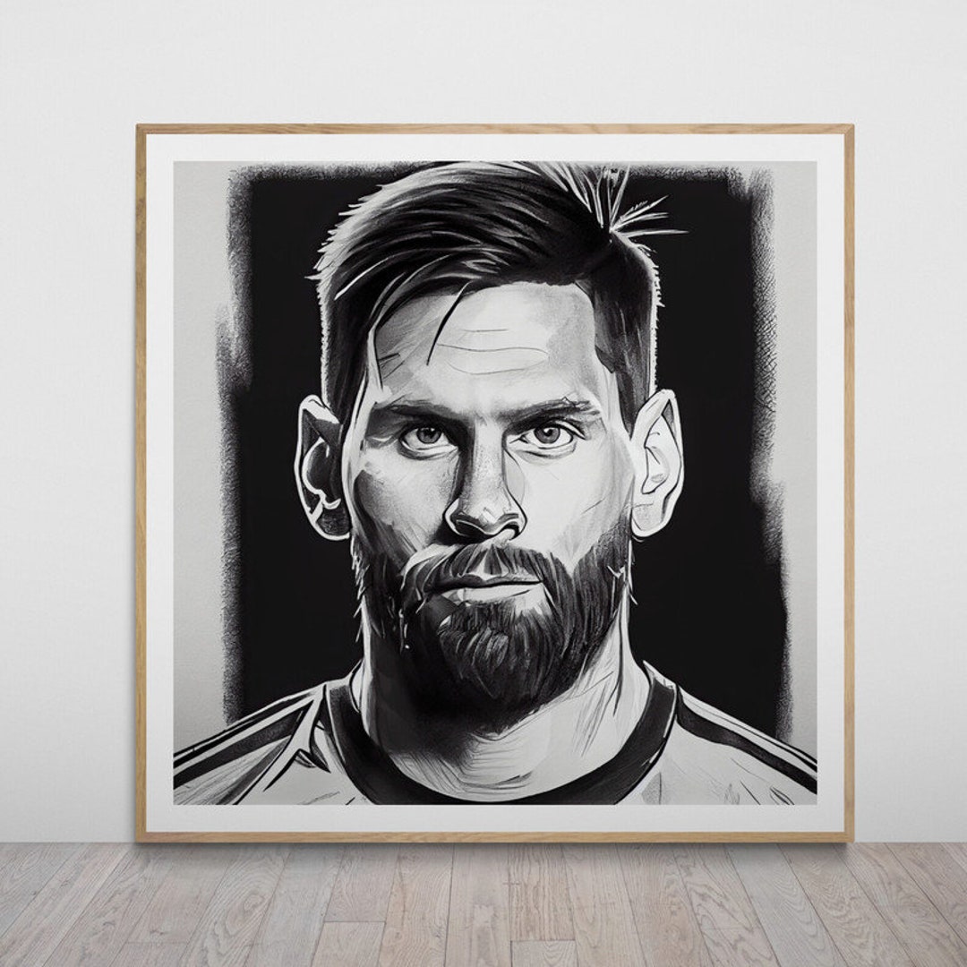 Lionel Messi Drawn Portrait Print, Wall Art, Drawn Photography, Digital ...