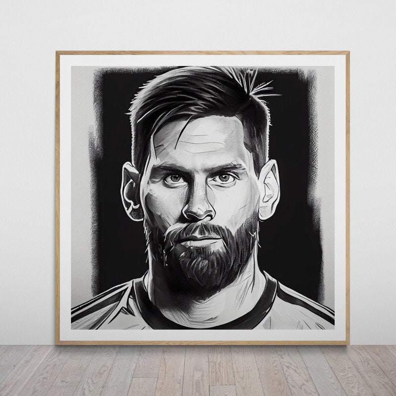 Lionel Messi Drawn Portrait Print Wall Art Drawn - Etsy
