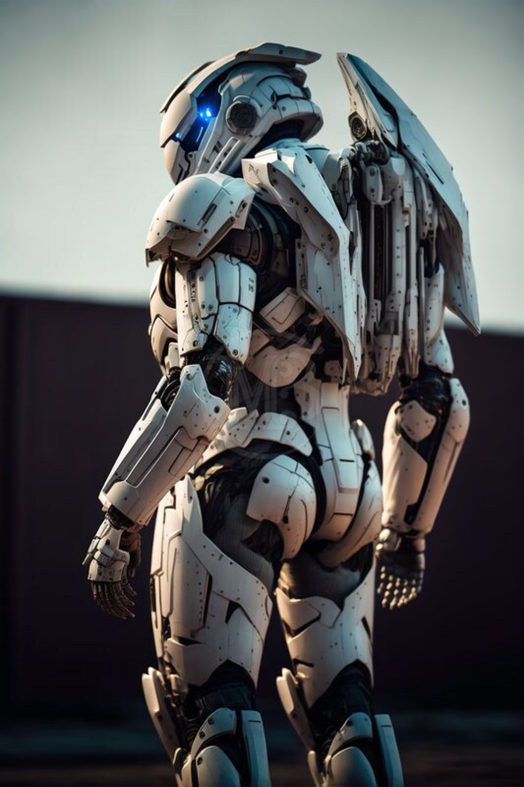 White Futuristic Sci-fi Spacex Mechsuit, Printable Wall Art, Digital ...