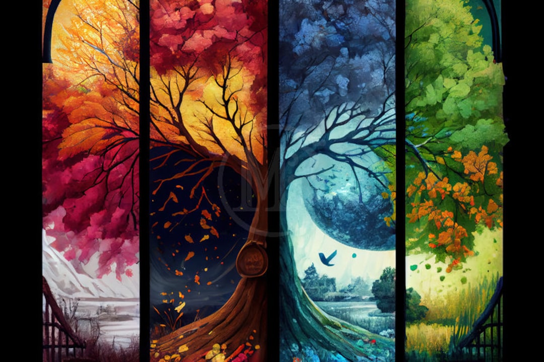 Four Seasons (spring, Summer, Fall, Winter) of the Year Print, AI ...