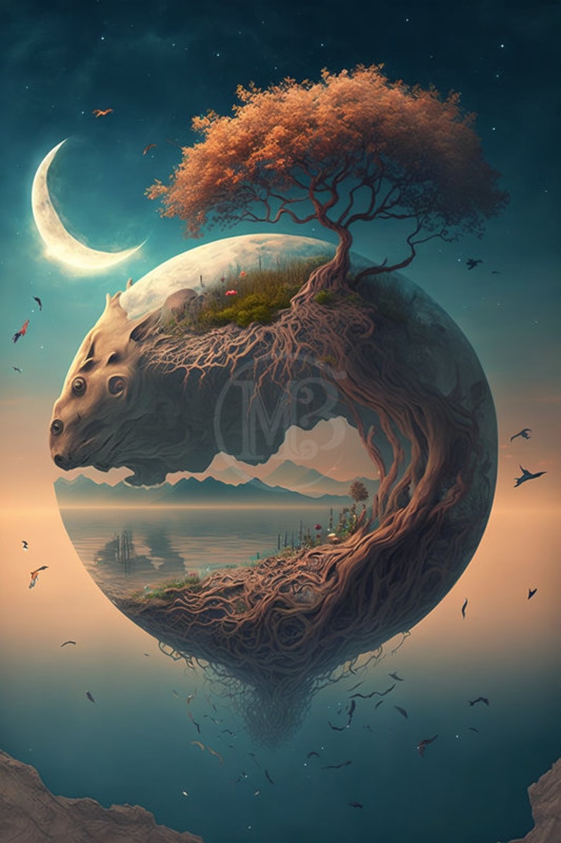 Set of 4 Tree of the Universe in Emptiness, Printable Wall Art, Digital ...