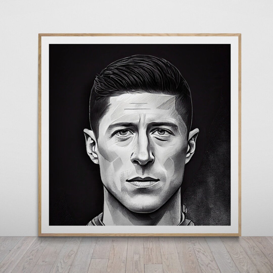 Robert Lewandowski Drawn Portrait Print, Wall Art, Drawn Photography ...