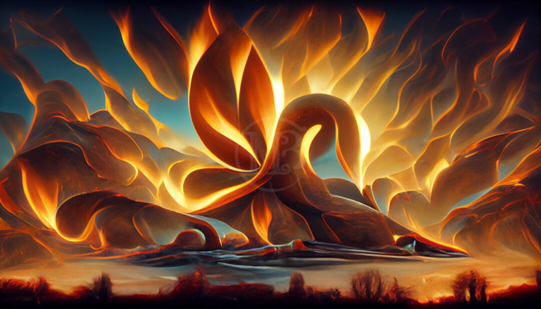 Vladimir Kush Style Flame Fire, AI Generated Wall Art, Painting, Surrealism Illustration ...