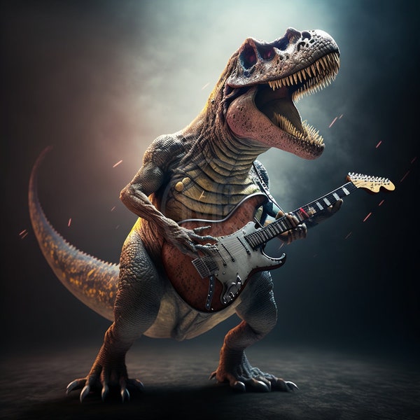 Epic Rocker Gorilla With Guitar, Printable Wall Art, Digital Download ...