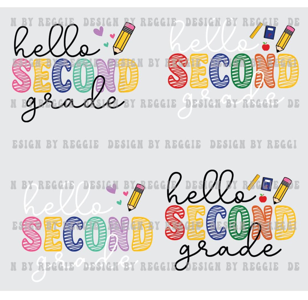 Hello 2nd Grade Bundle Png for Sublimation 2nd Grade Png Hello Second ...