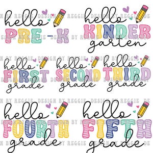 Hello Kindergarten, 1st Grade, 2nd Grade, 3rd Grade, 4th Grade, 5th ...