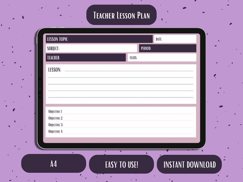 Purple Teacher Lesson Plan - Etsy