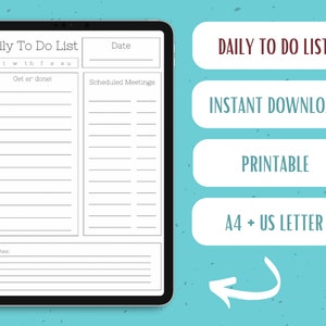 Simple Daily to Do List (black and White) | Printable | iPad - Etsy
