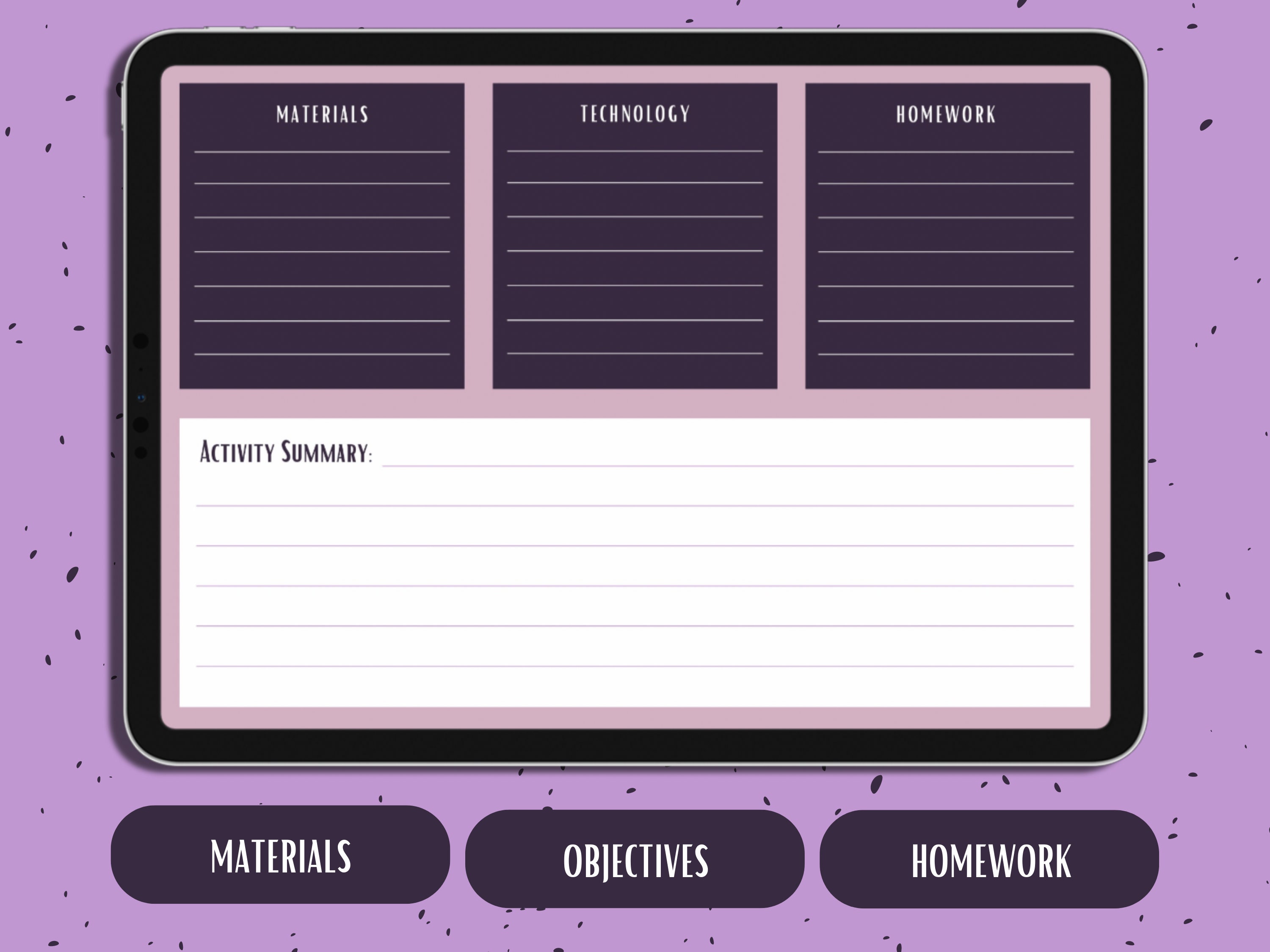 Purple Teacher Lesson Plan - Etsy