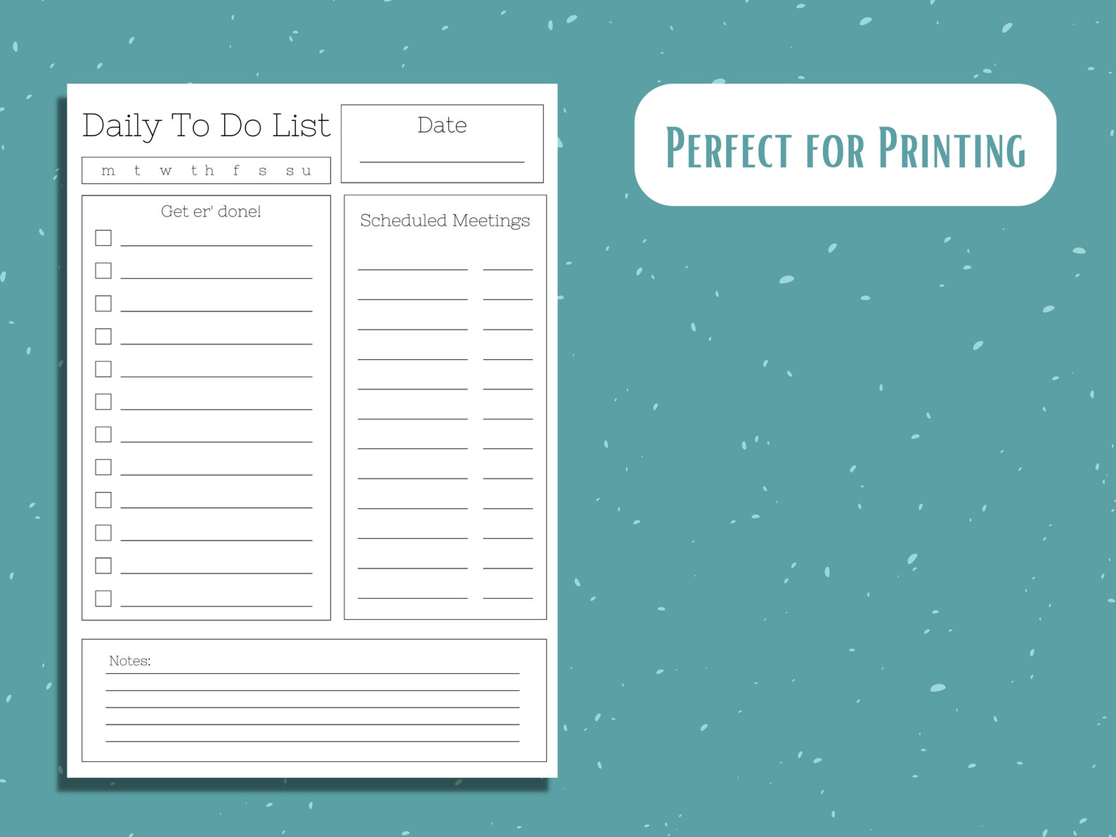 Simple Daily to Do List (black and White) | Printable | iPad - Etsy