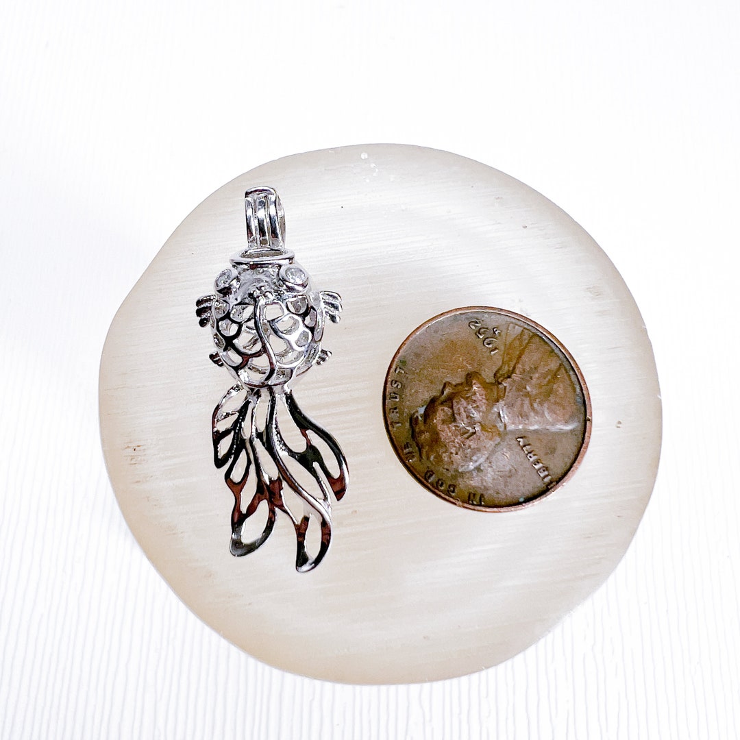 Koi Angle Fish Beta Caged Pendant Sterling Silver .925 Ready to Fill W ...