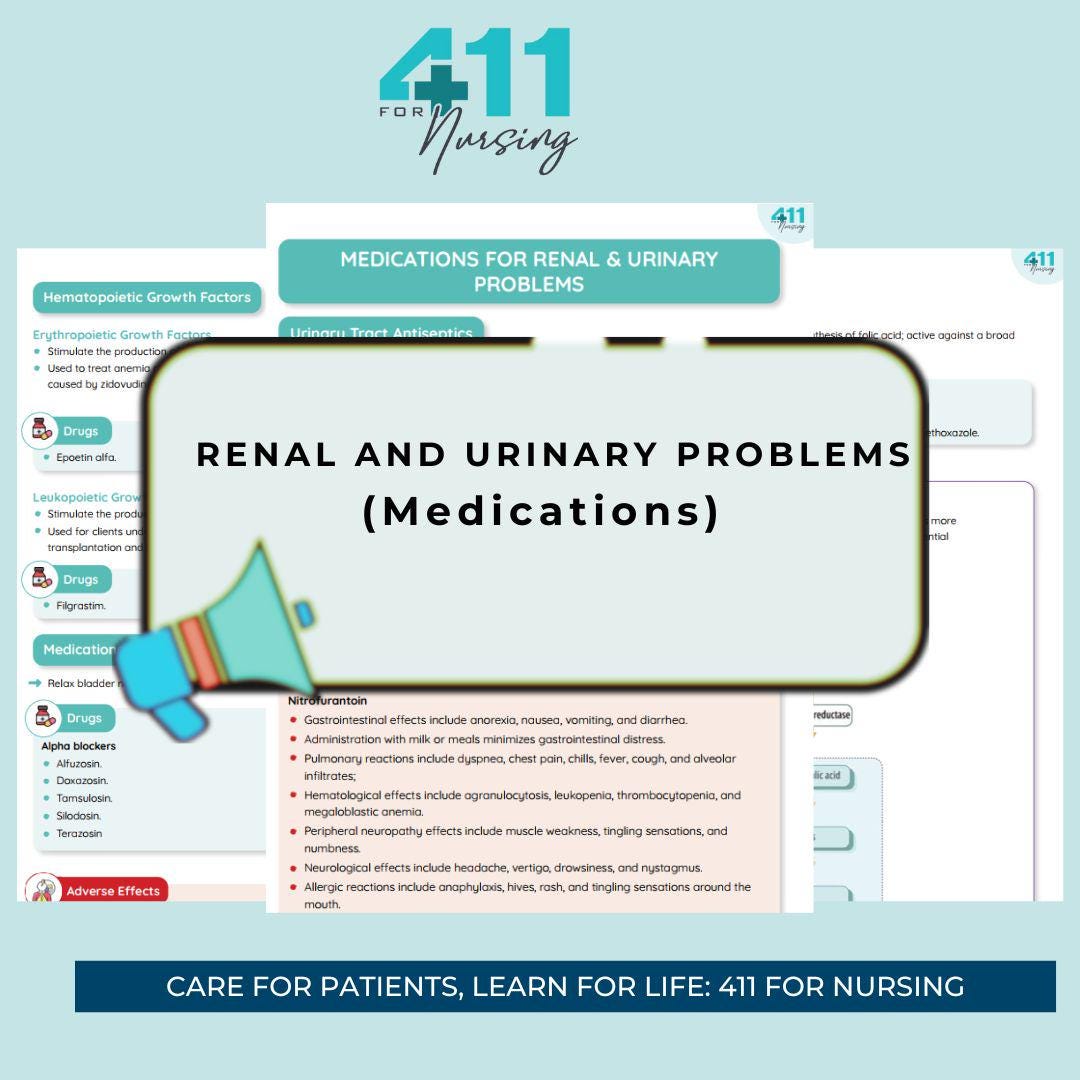 NCLEX Renal & Urinary Medications Study Guide | Nursing Pharmacology ...
