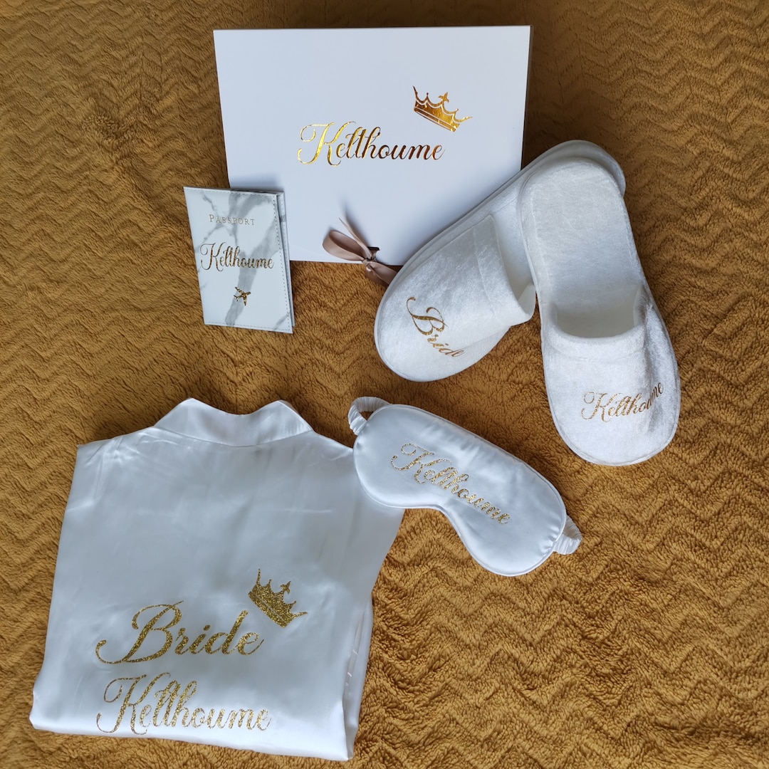 Personalized Bridal Box Bride Box Personalized Satin Bathrobe Wedding ...