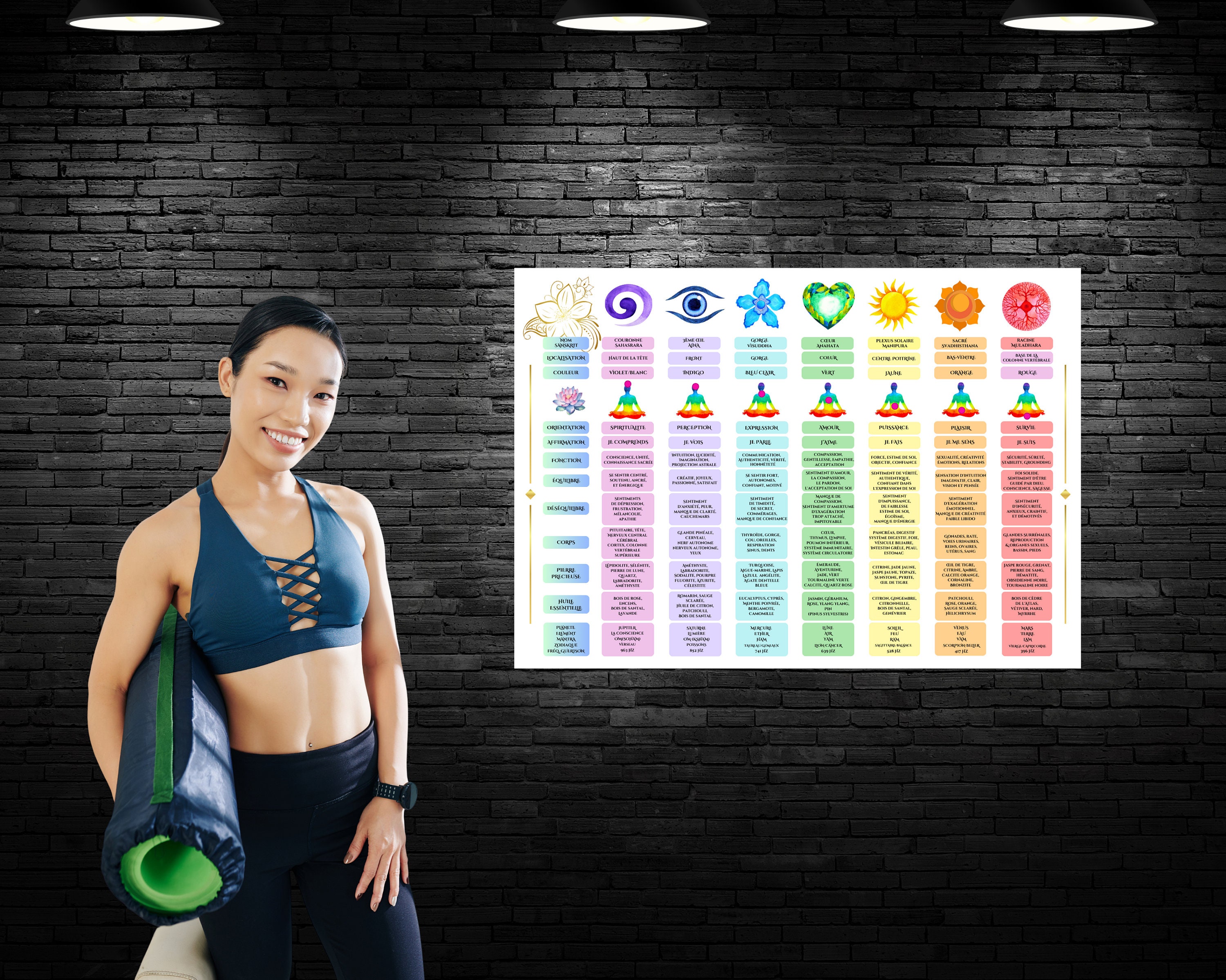 7 Chakras Table in French, Color Table Decorative Guide of the 7 ...