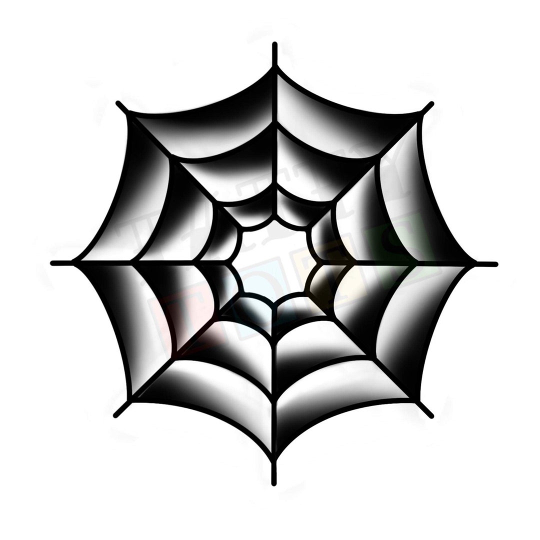 Spider Web Black And Grey Temporary Tattoo Etsy