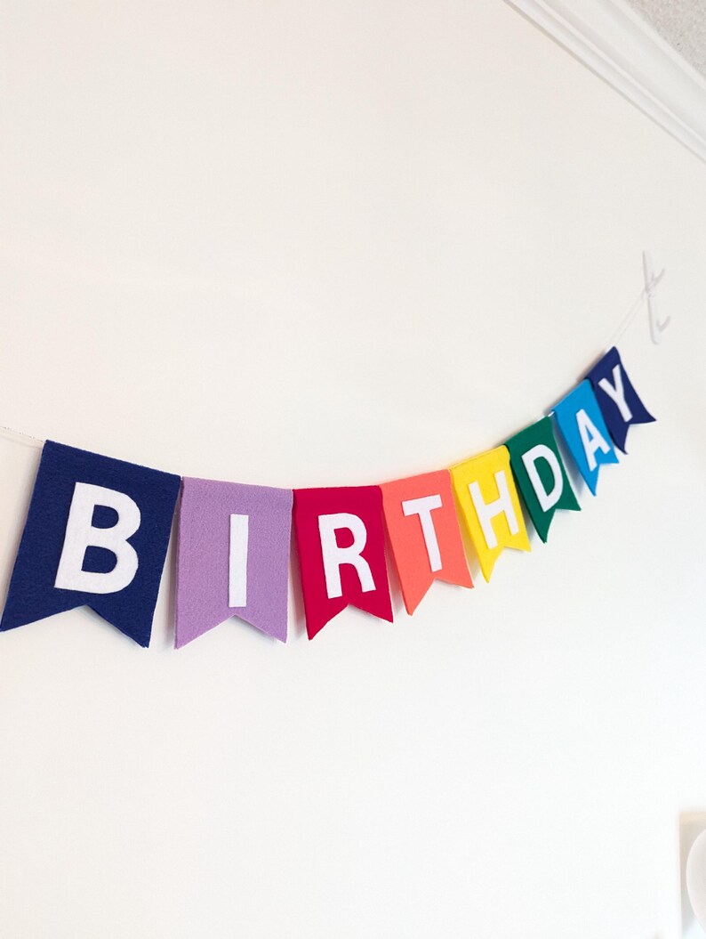 Felt Happy Birthday Banner, Bunting, Garland, Reusable, Rainbow ...