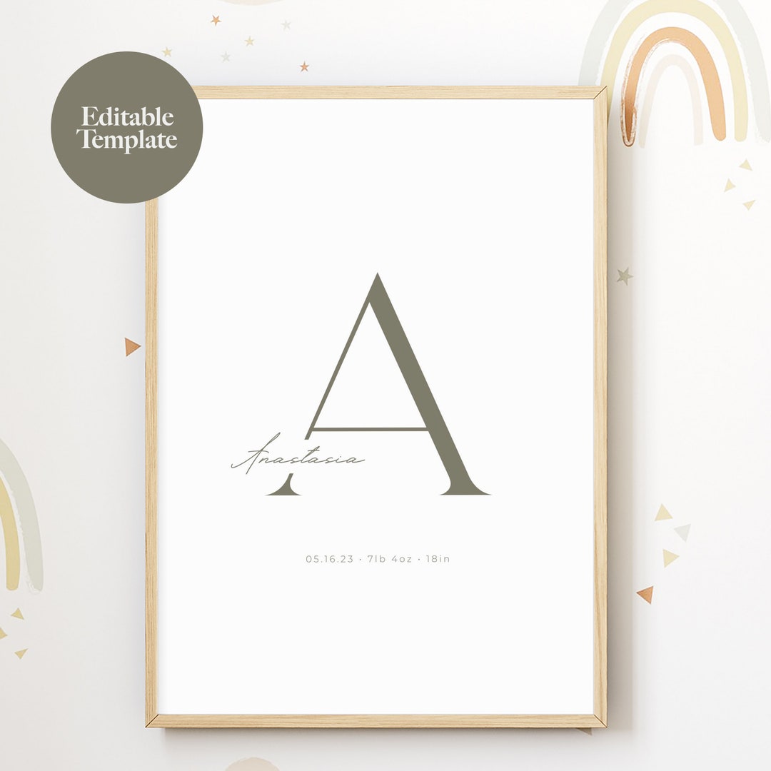 Personalized Baby Name and Initial Print for the Nursery • fully ...