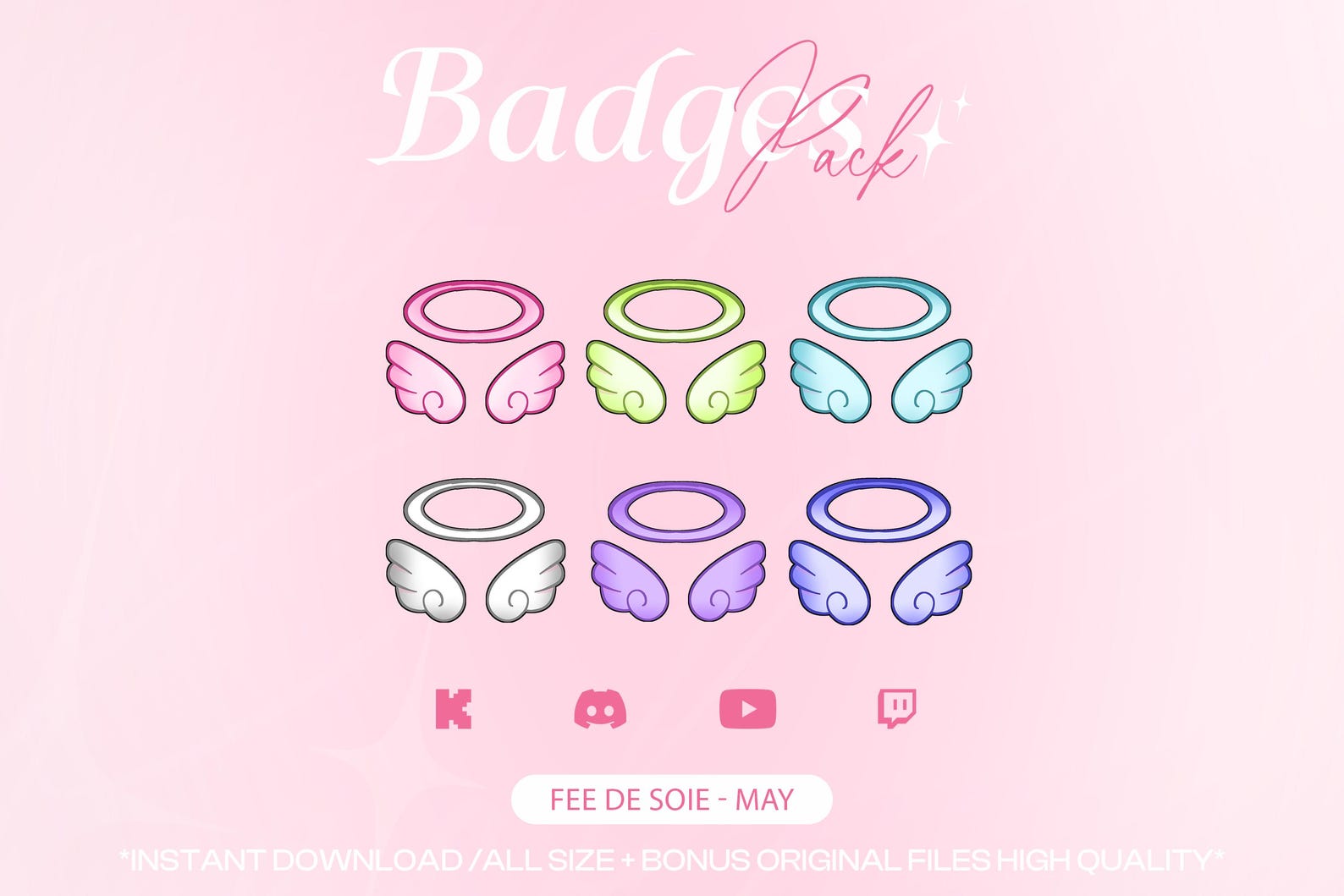 ANGEL WINGS Coquette Subscriber Badges for Twitch/kick/youtube/discord ...