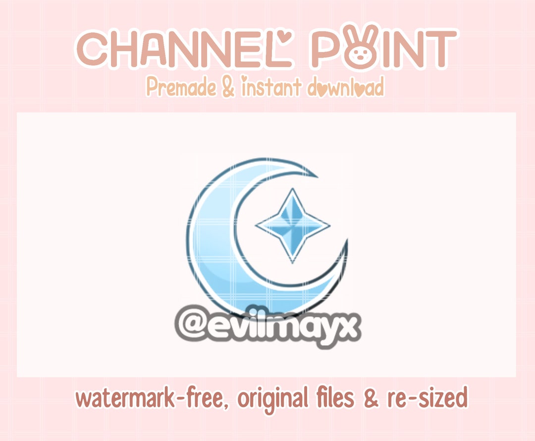 Lunar Blue Half Moon Star Channel Points for Twitch/kick Twitch Channel ...