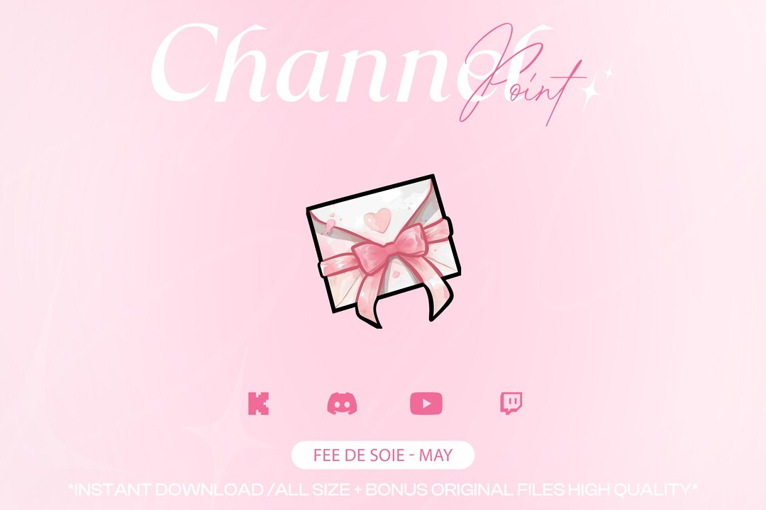 BOW LETTER Cute Pink Channel Points for Twitch/kick/youtube/discord ...