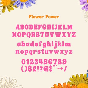 Flower Power Font, Groovy Font, Retro Font, Vintage Font, SVG Font,png ...