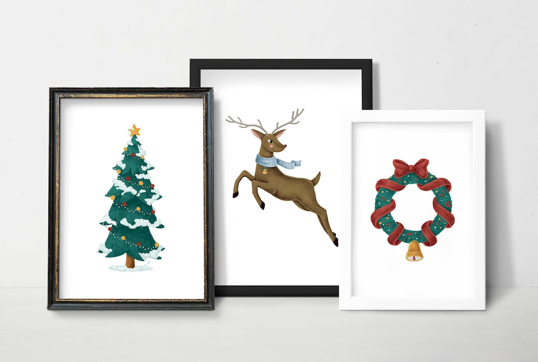 Set of 3 Prints, Christmas Printable Wall Art, Holiday Printable ...