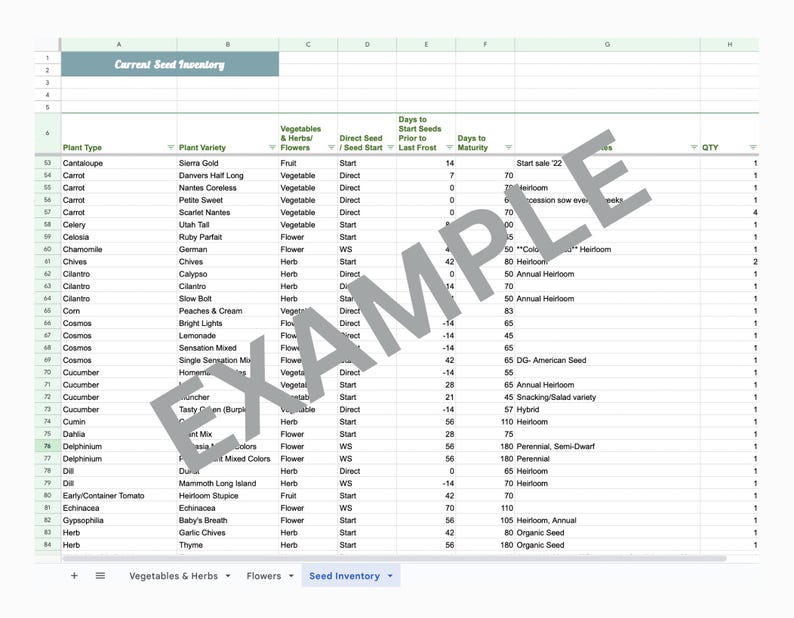 2026 Seed Starting Spreadsheet, Garden Planner & Inventory (digital ...
