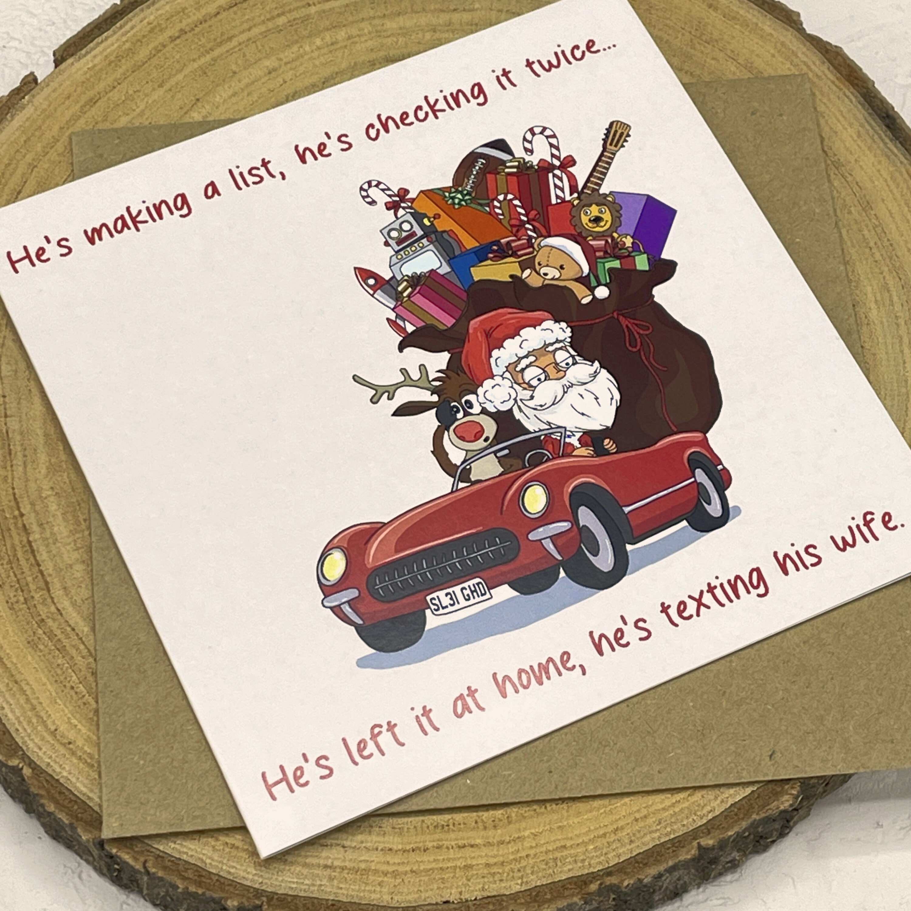 Funny Santa Seasonal Christmas Card, Christmas Song Banter, Husband ...