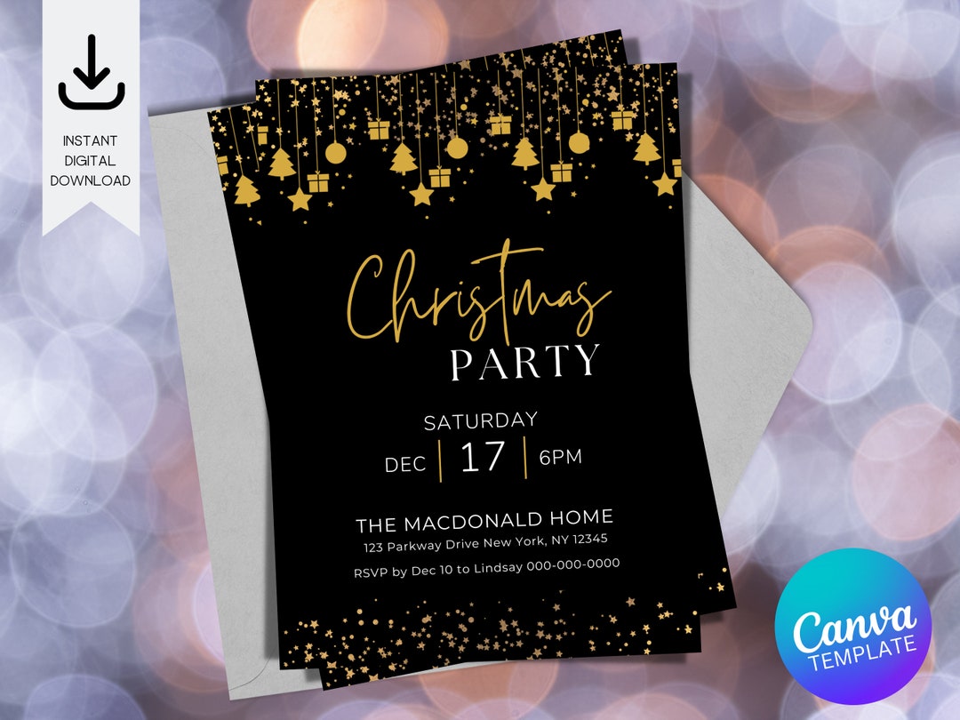 Christmas Party Invitation Canva Editable Printable Template Digital