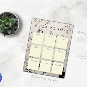 Vision Doodle Board Editable Printable Canva Template | Digital ...