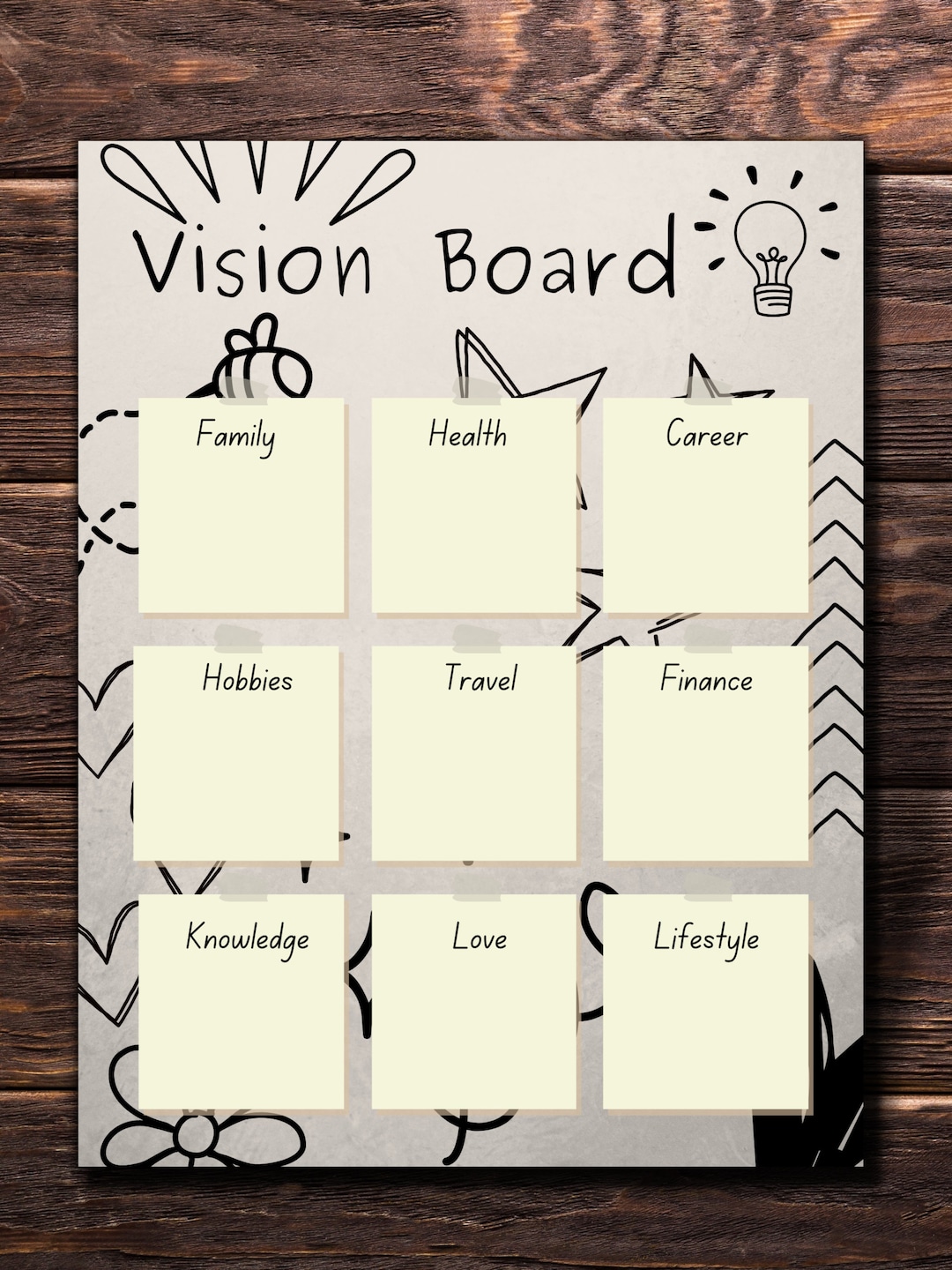 Vision Doodle Board Editable Printable Canva Template | Digital ...