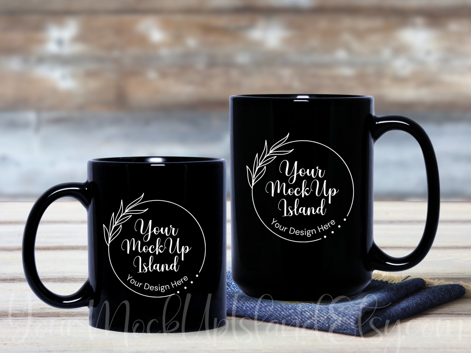 11oz and 15oz Black Mug Comparison Size Mockup Coffee Mug - Etsy