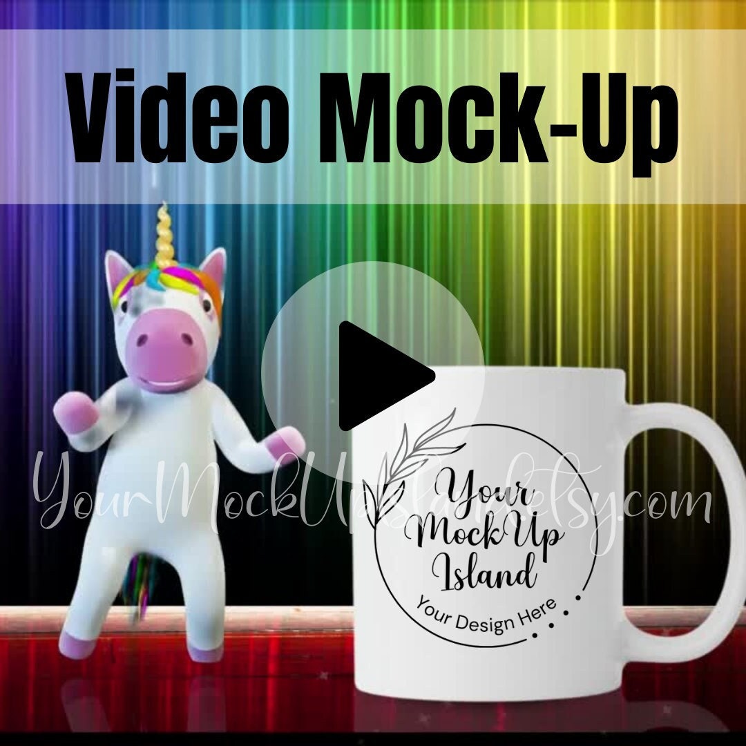11oz Mug Mock up Video Mock-up White Mug With Unicorn, Animated Coffee ...