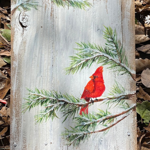 Cardinal on a Branch - Etsy