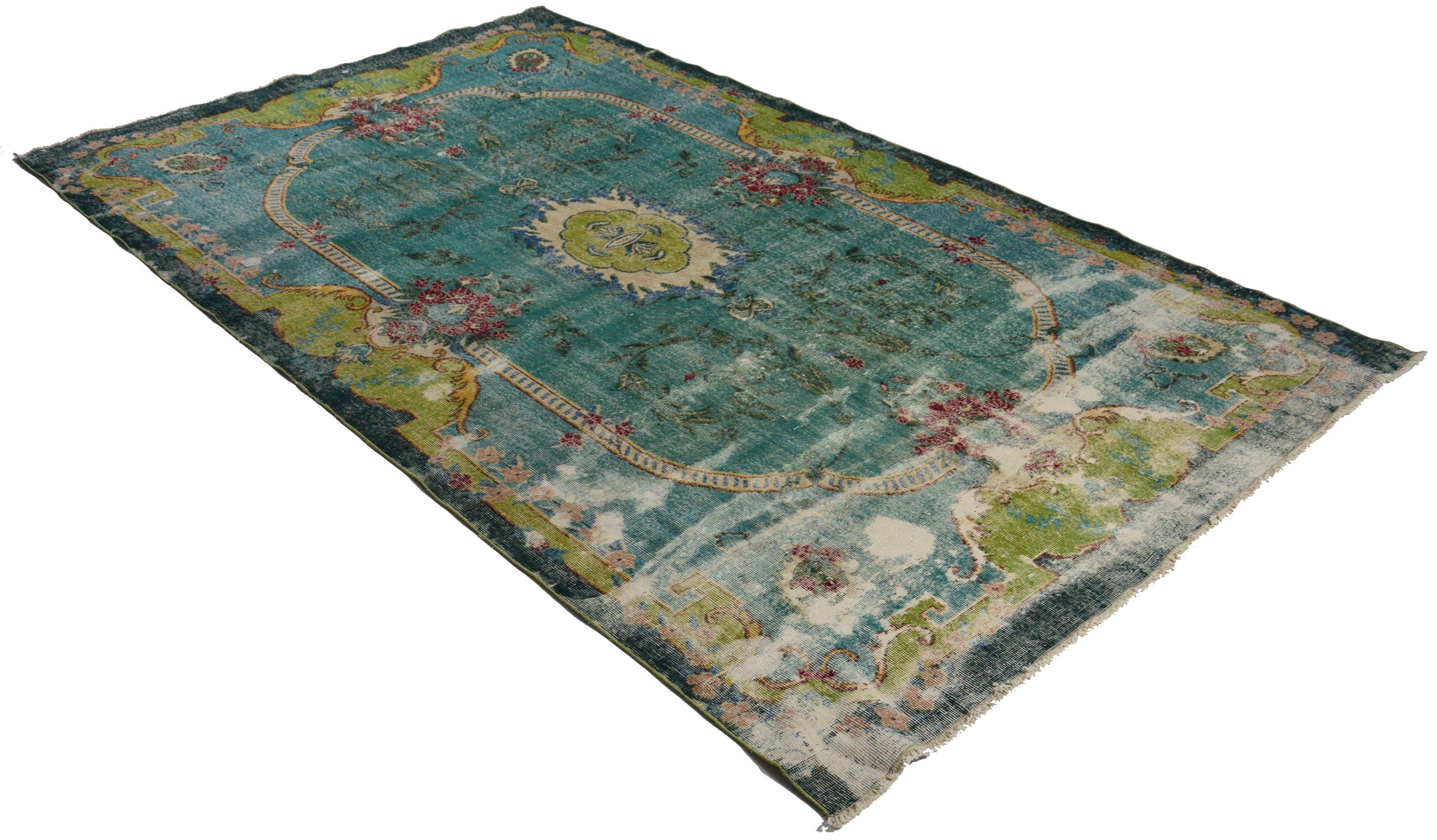 10.9 Ft X 6.5 Ft Turkish Vintage Area Rug Handmade,green With Pattern ...