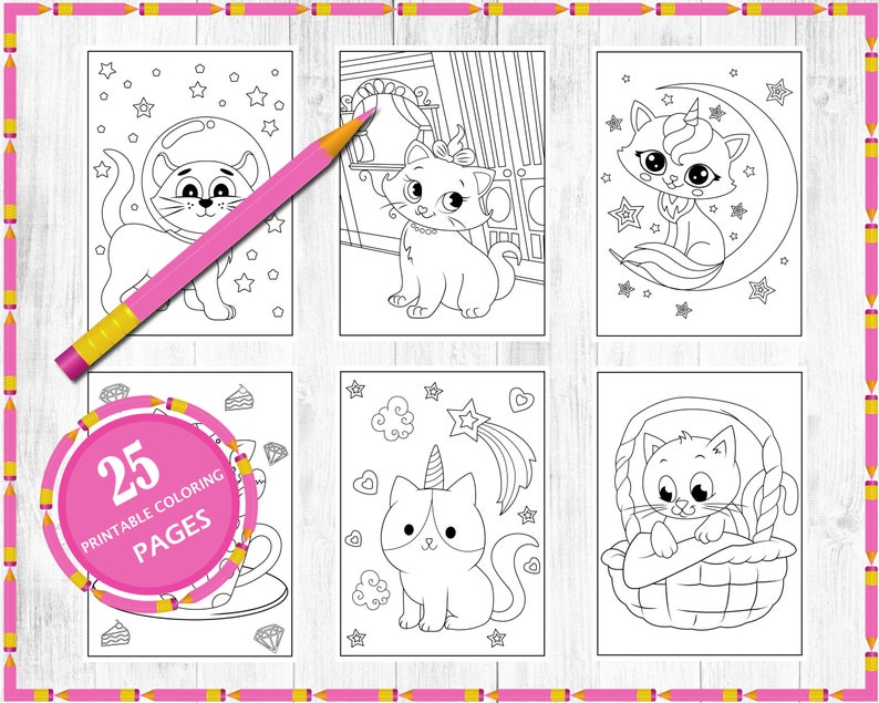 Kitten Coloring Pages: 25 Printable Cat Coloring Book Pages - Etsy ...