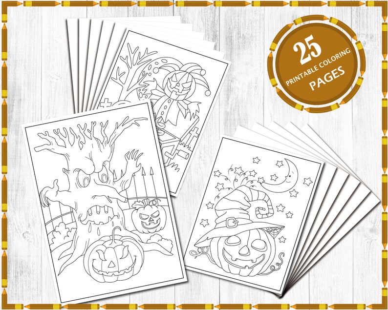 Halloween Coloring Pages 25 Coloring Pages for Adults, Kids & Toddlers ...