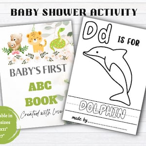 ABC Book Baby Shower Activity, Alphabet Book Baby Shower, ABC Coloring ...